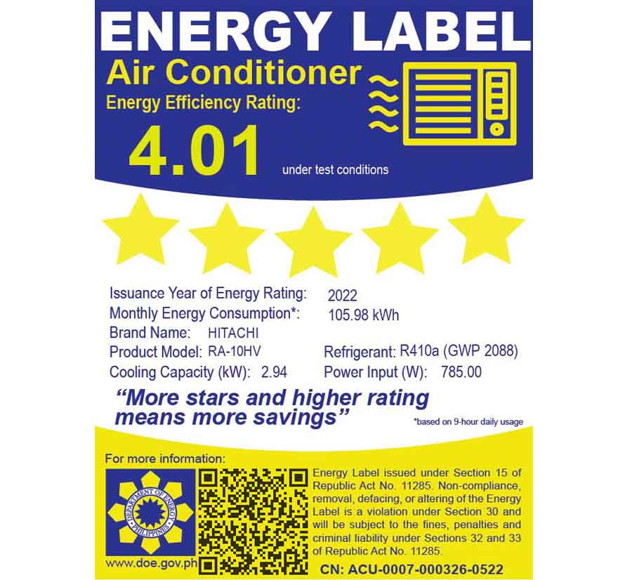 Hitachi RA10HV | Western Appliances